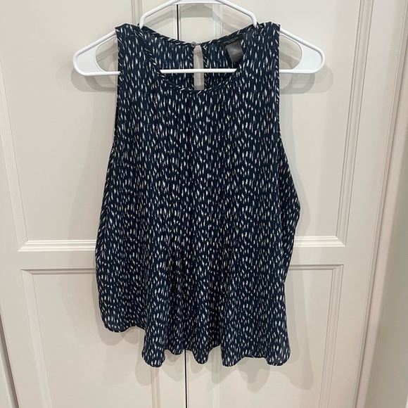 Ann Taylor | Tops | Dark Blue And White Speckled Patterned Flowy Summer ...
